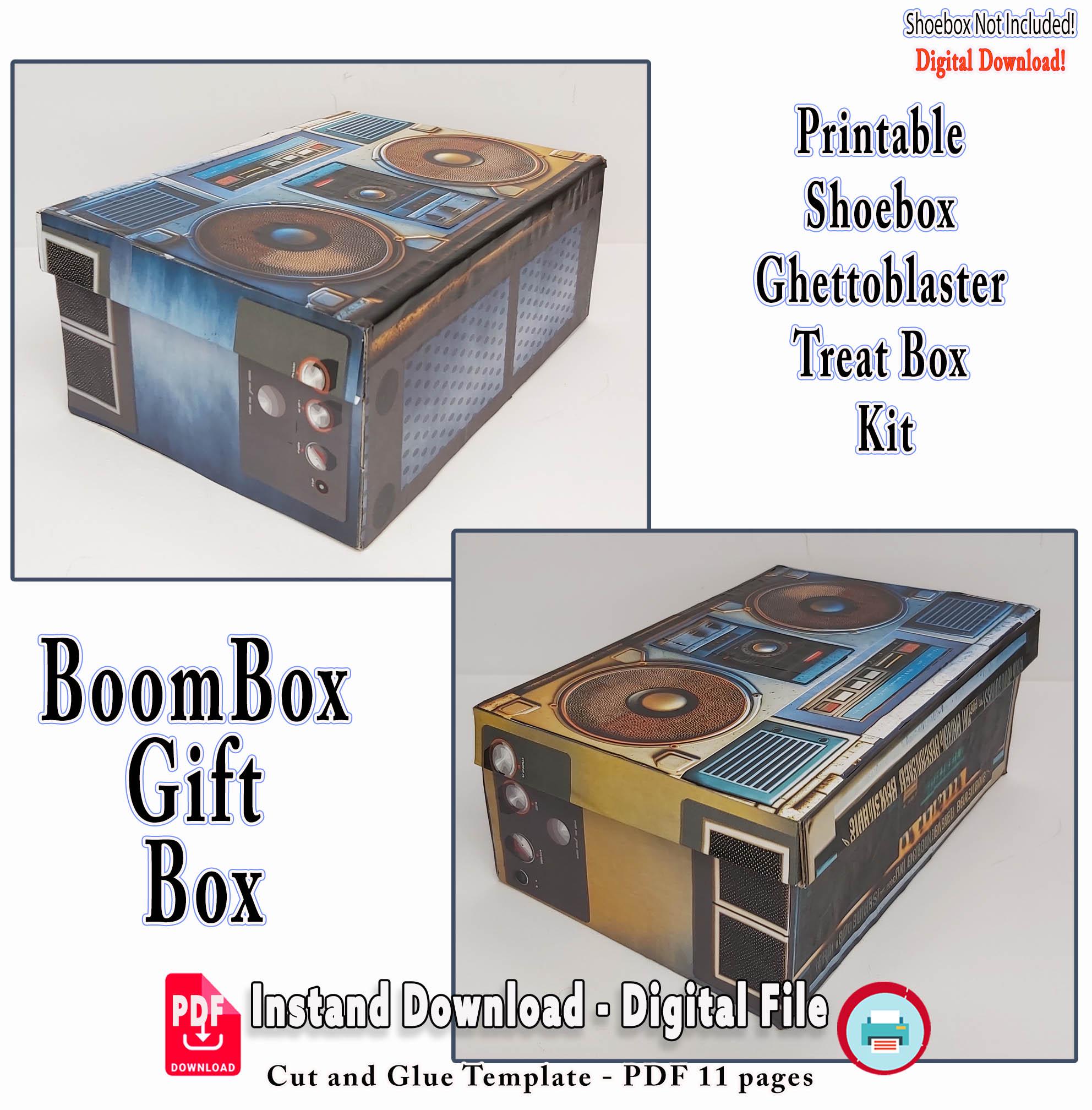 3D Boombox Gift Box Template: Printable Ghetto Blaster Favor Box (PDF ...