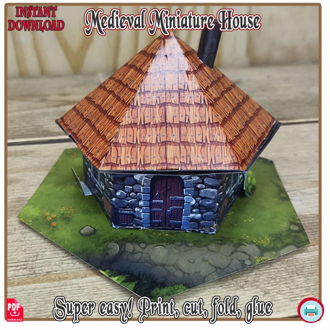 DIY Medieval Viking Cottage, 3D Papercraft Miniature House (digital ...