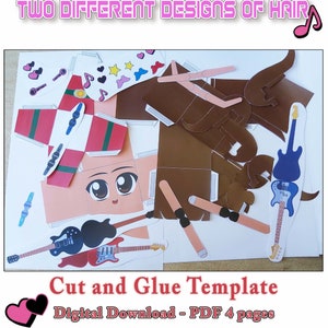 Papercraft Kpop Girl Template, Dress up Anime Girl, Printable Rock Band ...
