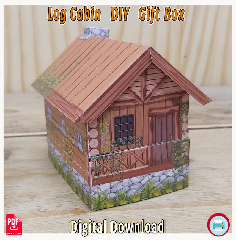 Mini Log Cabin DIY Paper Gift Box (digital Download) - Etsy