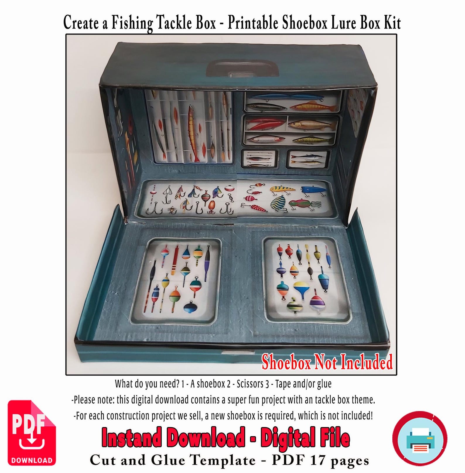 Paper Craft Fishing Tackle Box: DIY Lure Box Template (digital Download ...