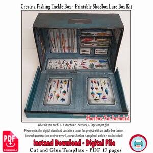 Fishing Tackle Box, Printable Shoebox Lure Box Template,dad Gift Box ...