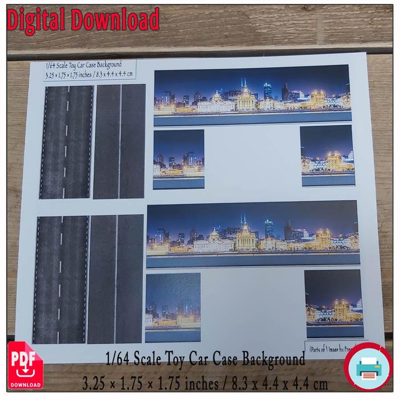 1:64 Night City Road Diorama | Printable Car Display Backdrop ...