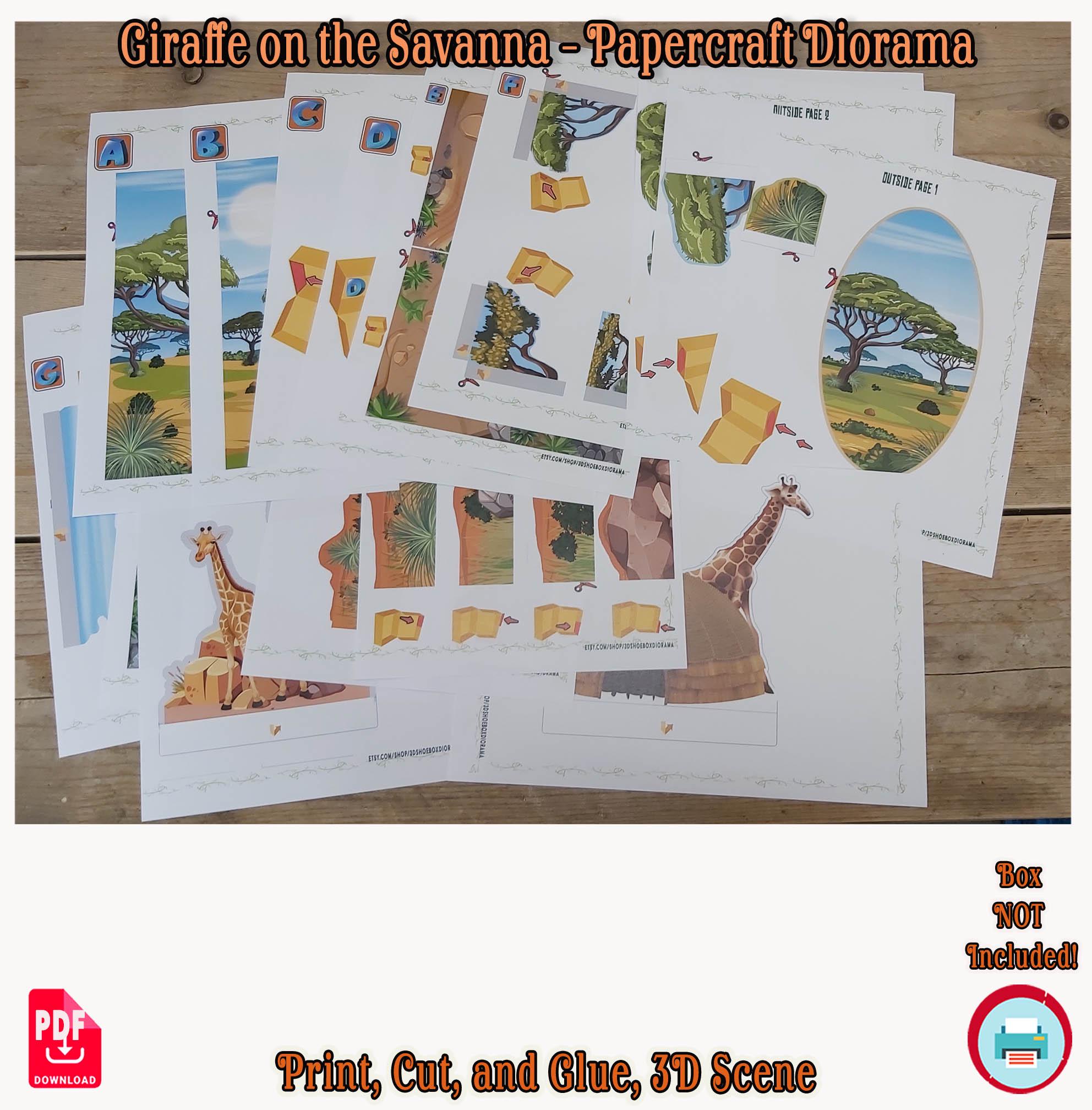 Giraffe Shoebox Diorama Kit – Printable 3D Jungle Habitat Craft ...