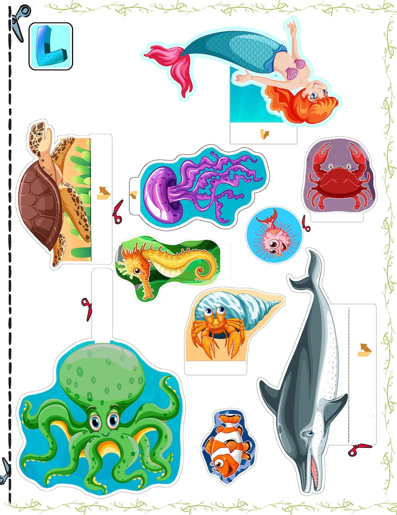 Mermaid Printable Cutout Paper Craft Activity Ocean Habitat - Etsy