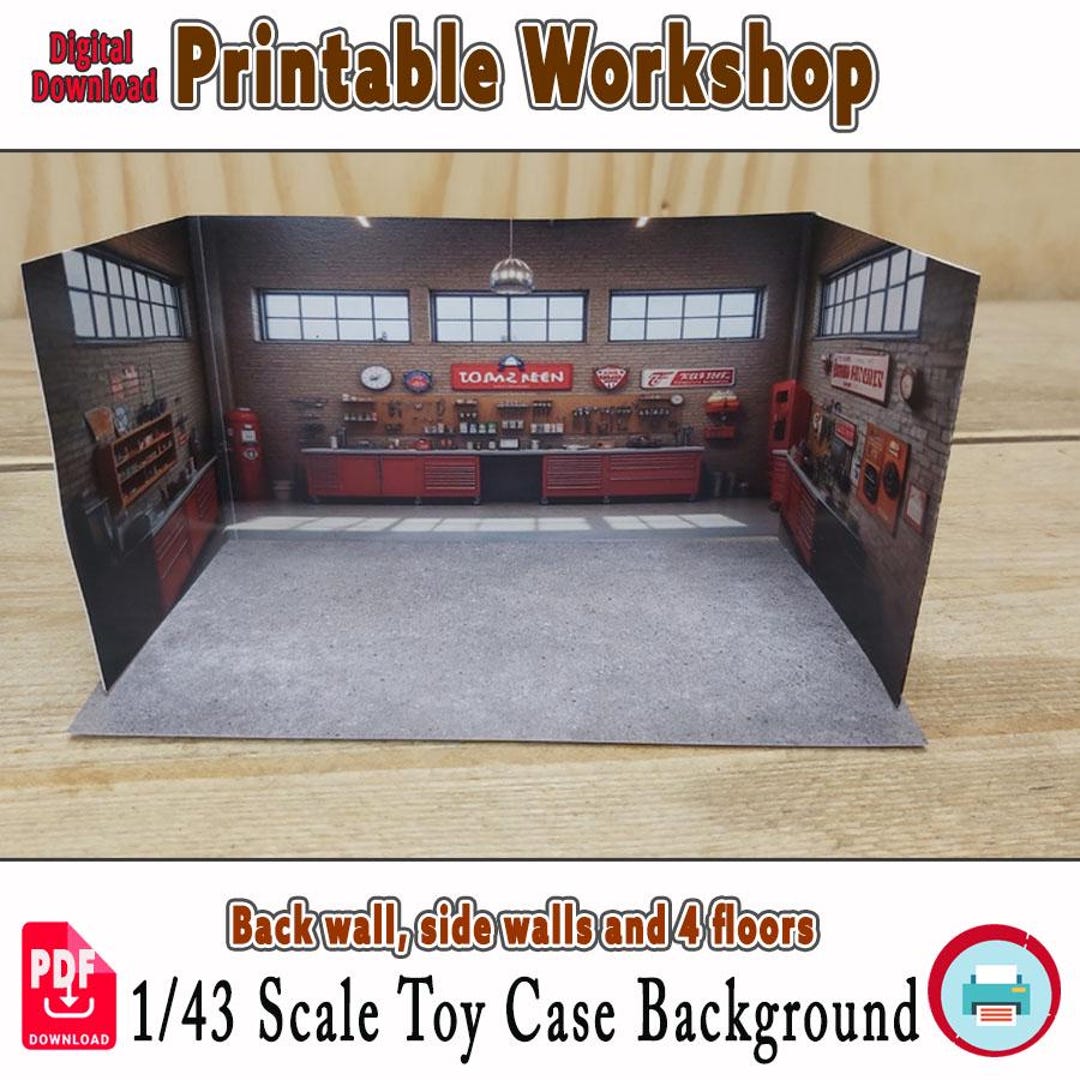1/43 Printable Garage Workshop, in Case Diorama With Background and ...