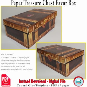 Pirate Treasure Chest Favor Box Template: DIY Party Treat (digital ...