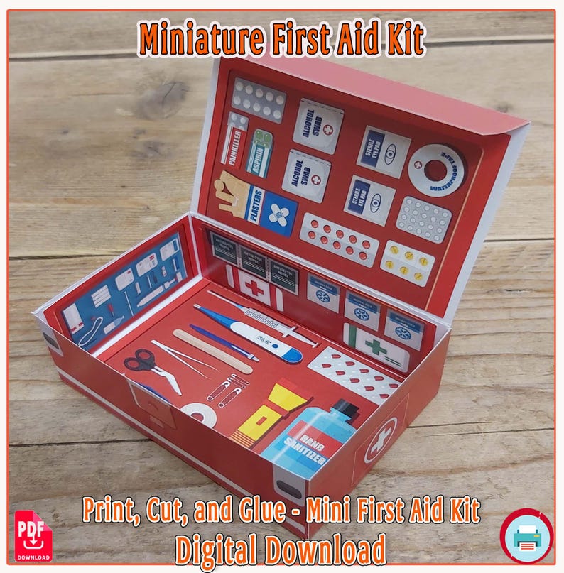 Printable Mini First Aid Kit With Thank You Cards: DIY Nurse Gift (PDF ...