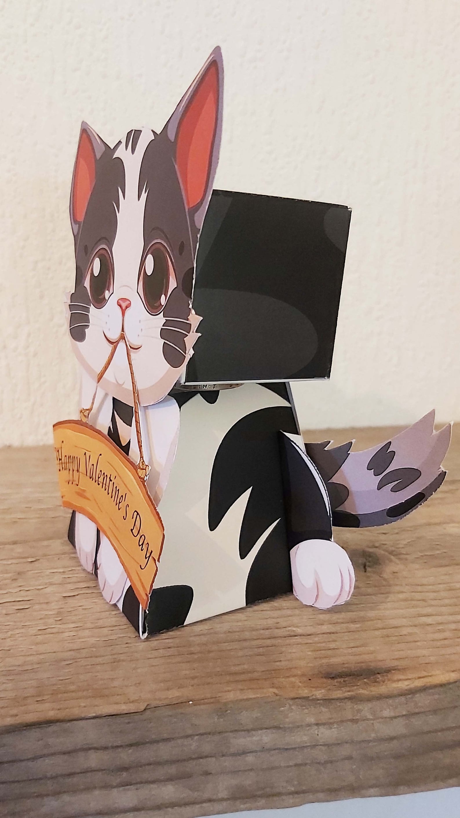 Papercraft Valentine's Day Cat Template, Kitten Craft 3D Model ...