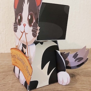 Papercraft Valentine's Day Cat Template, Kitten Craft 3D Model ...