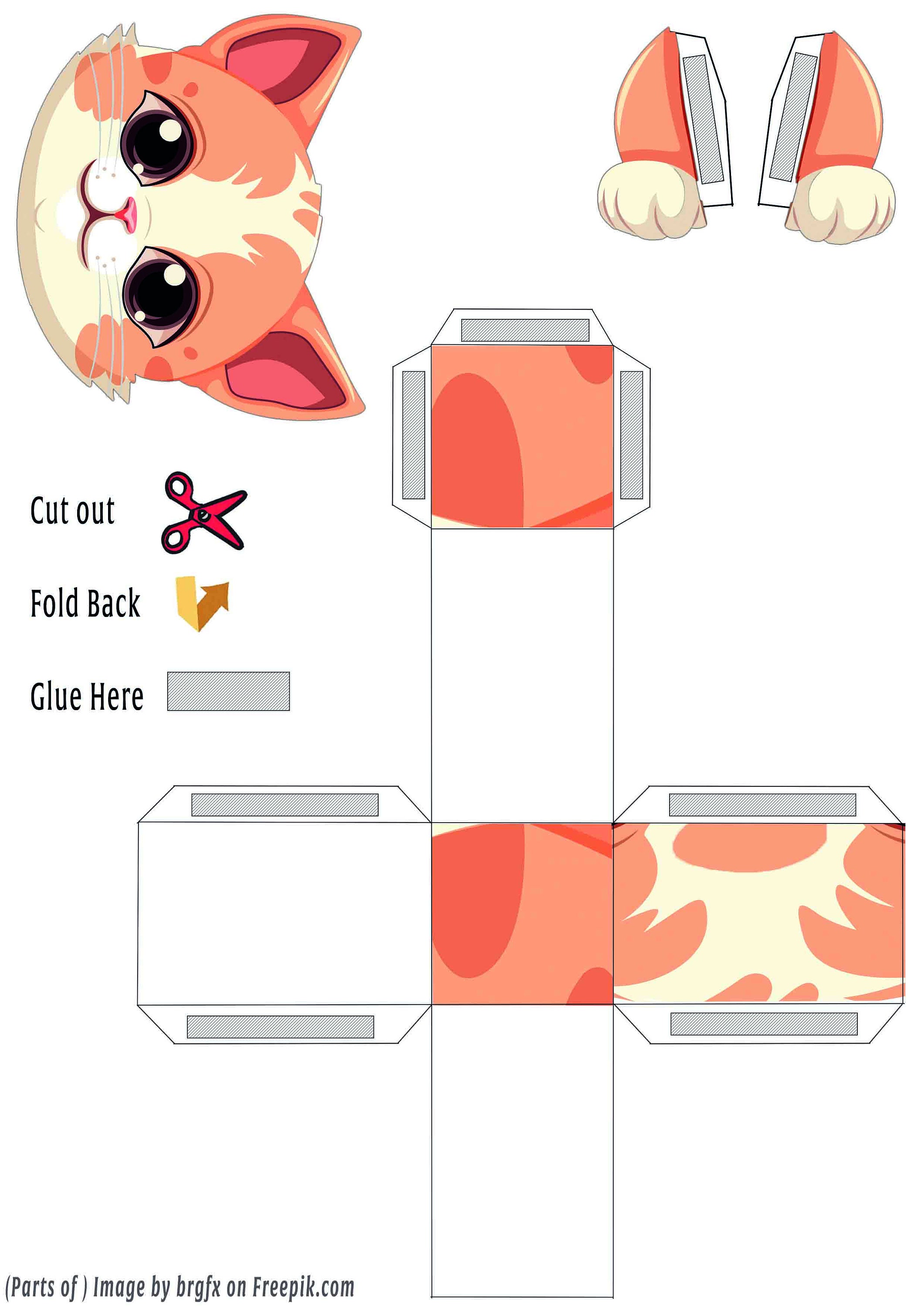 Papercraft Cat, Kitten Craft 3D Model, Printable Playset, Cat Sculpture ...