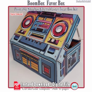 3D Paper Boombox Favor Box, Vintage Hip Hop Decor, Ghetto Blaster Gift ...