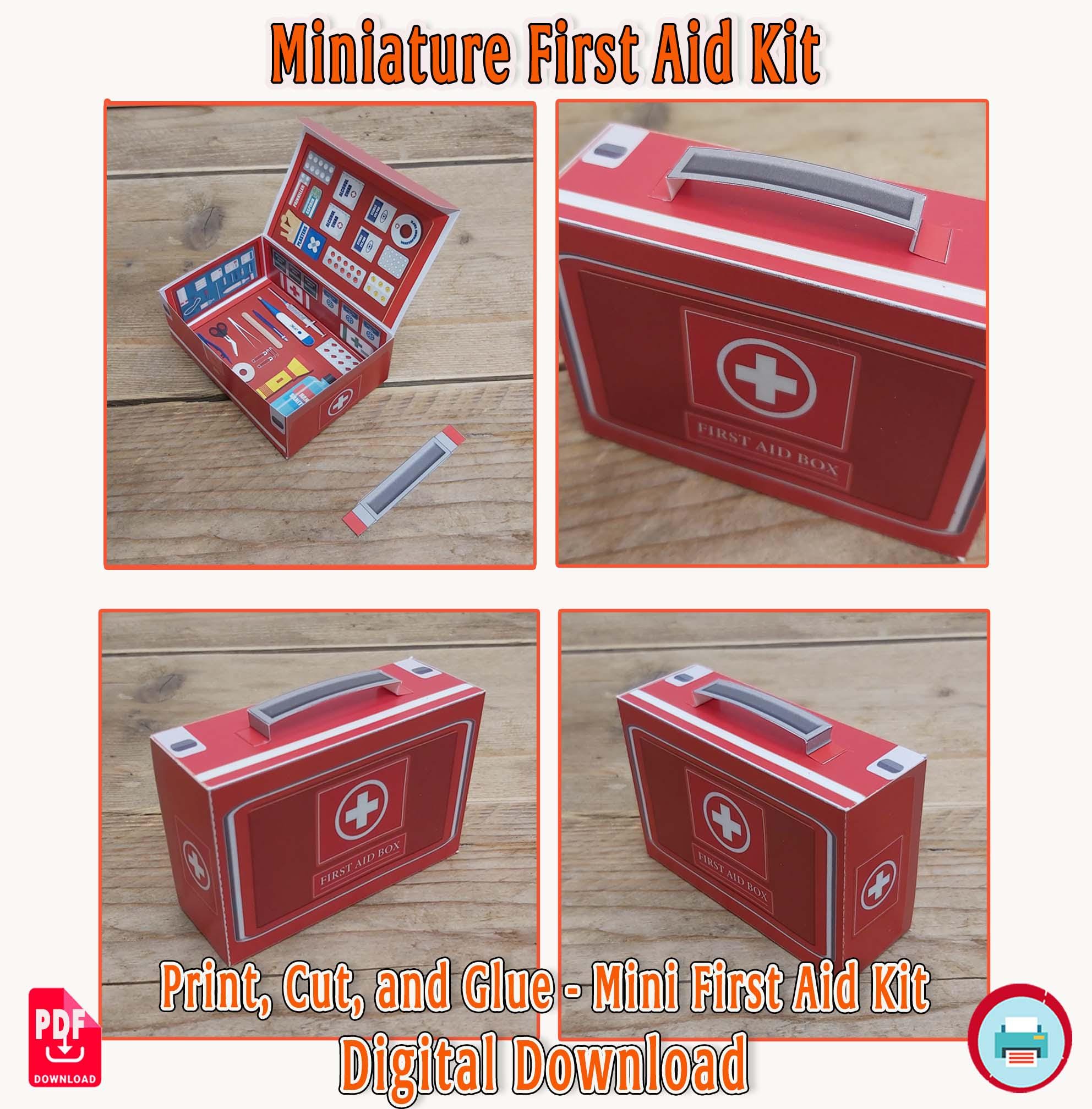 Printable Mini First Aid Kit With Thank You Cards: DIY Nurse Gift (PDF ...