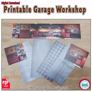 1/64 Scale Printable Garage Diorama, Paper Case Insert With Back Wall ...
