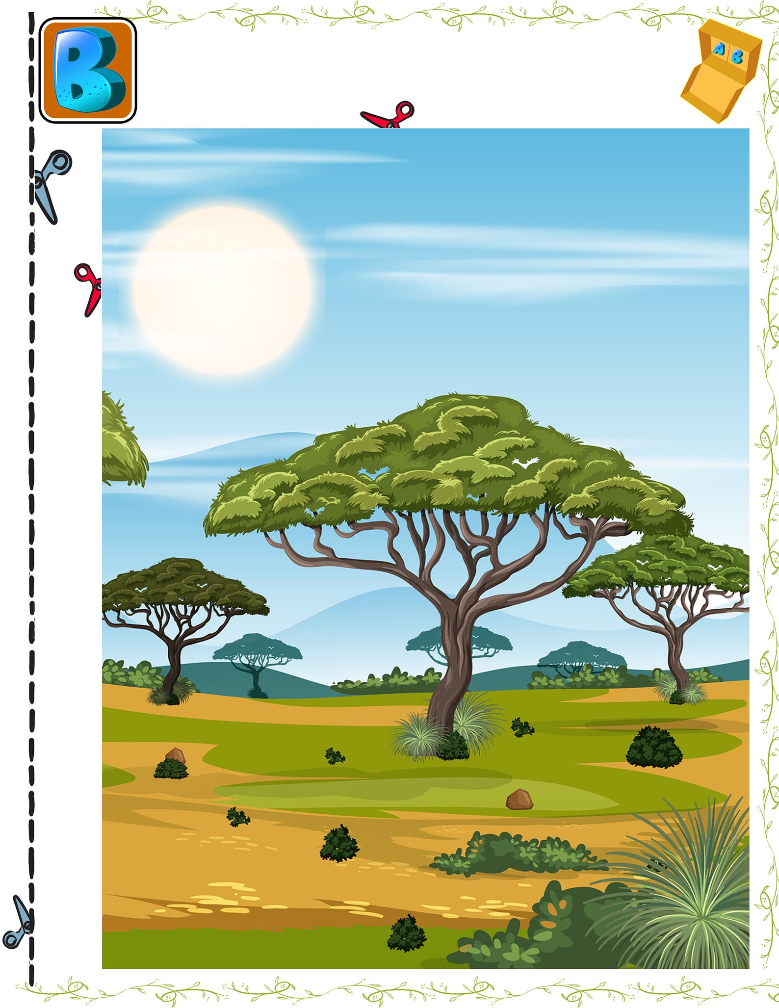 Printable Shoebox Diorama Kit, Create a Savanna Habitat, Animals ...