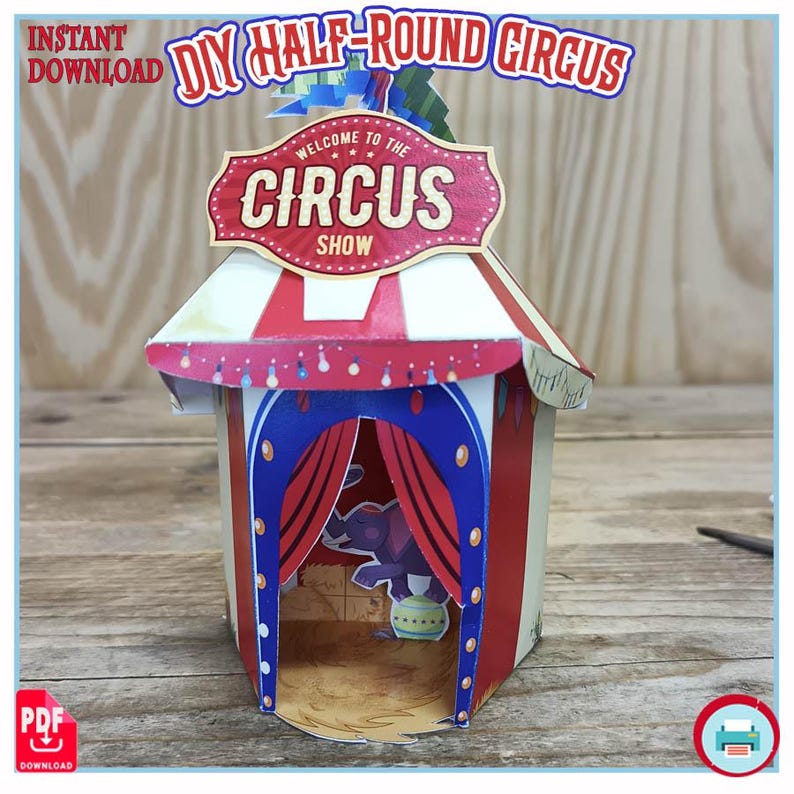 3D Circus Tent Papercraft – Kids Room Decor, Dancing Elephant (PDF ...