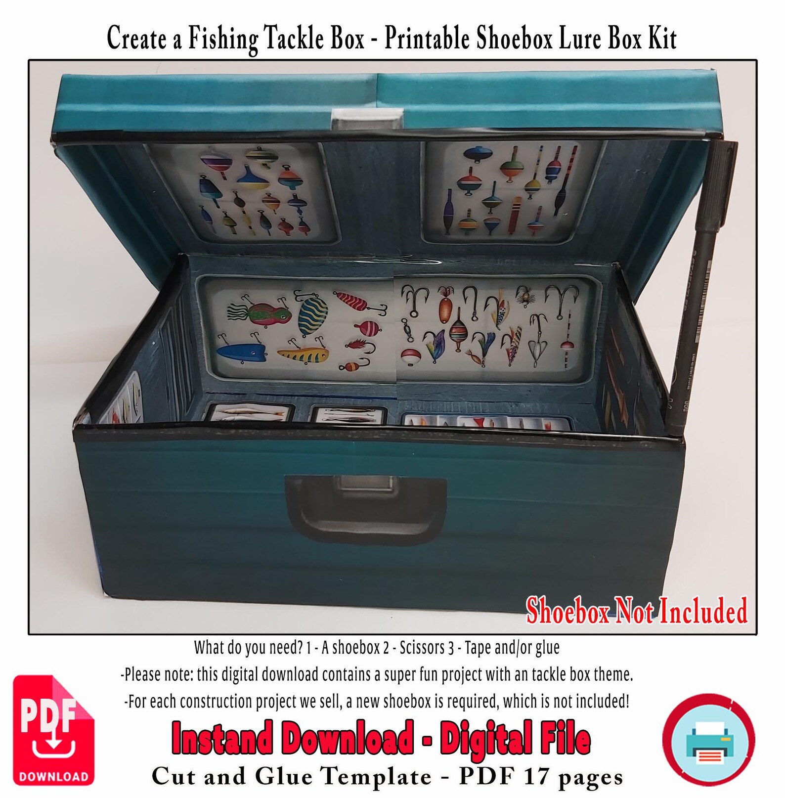 Paper Craft Fishing Tackle Box: DIY Lure Box Template (digital Download ...