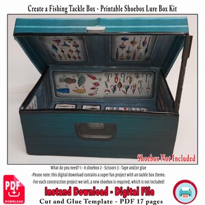 Fishing Tackle Box, Printable Shoebox Lure Box Template,dad Gift Box ...