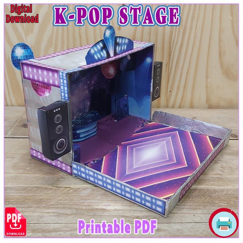 DIY K-pop Shoebox Stage Printable PDF | Kpop Concert Diorama Kit | Pink ...