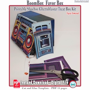 3D Paper Boombox Favor Box, Vintage Hip Hop Decor, Ghetto Blaster Gift ...