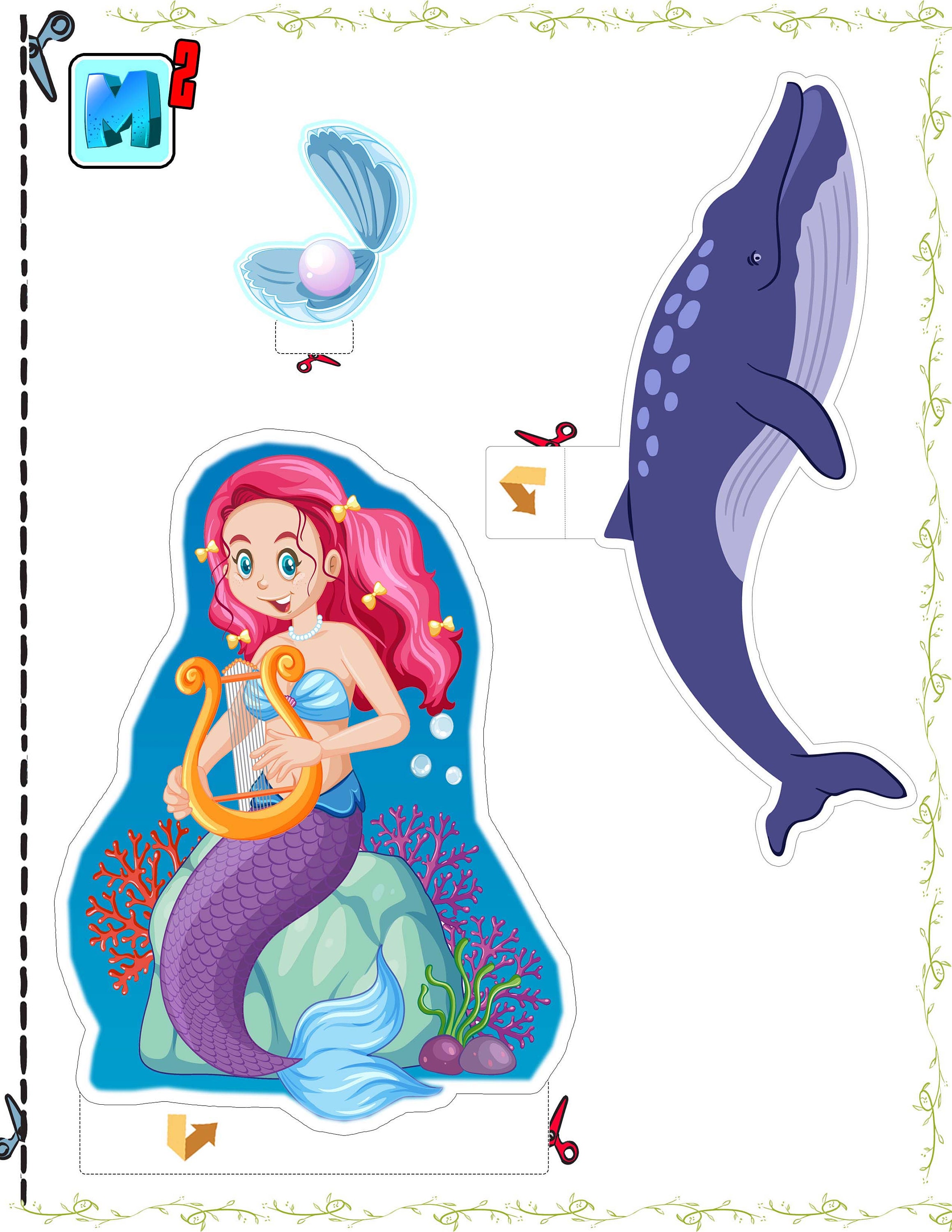 Mermaid Printable Cutout Paper Craft Activity, Ocean Habitat and Paper ...