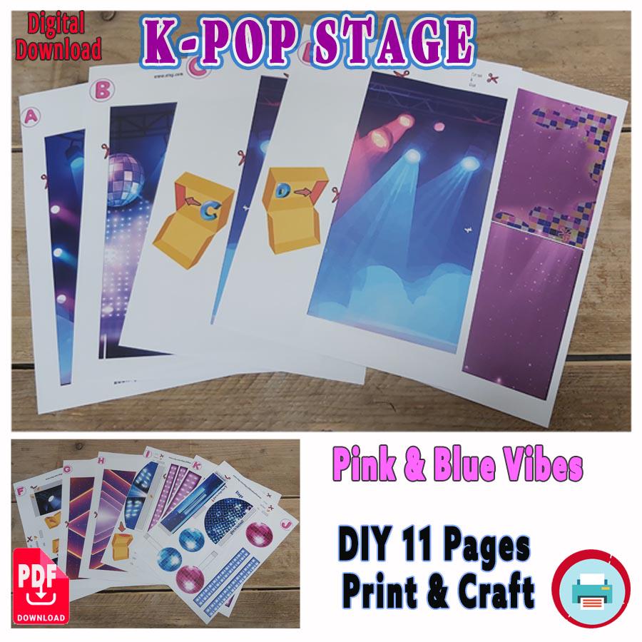 DIY K-pop Shoebox Stage Printable PDF | Kpop Concert Diorama Kit | Pink ...