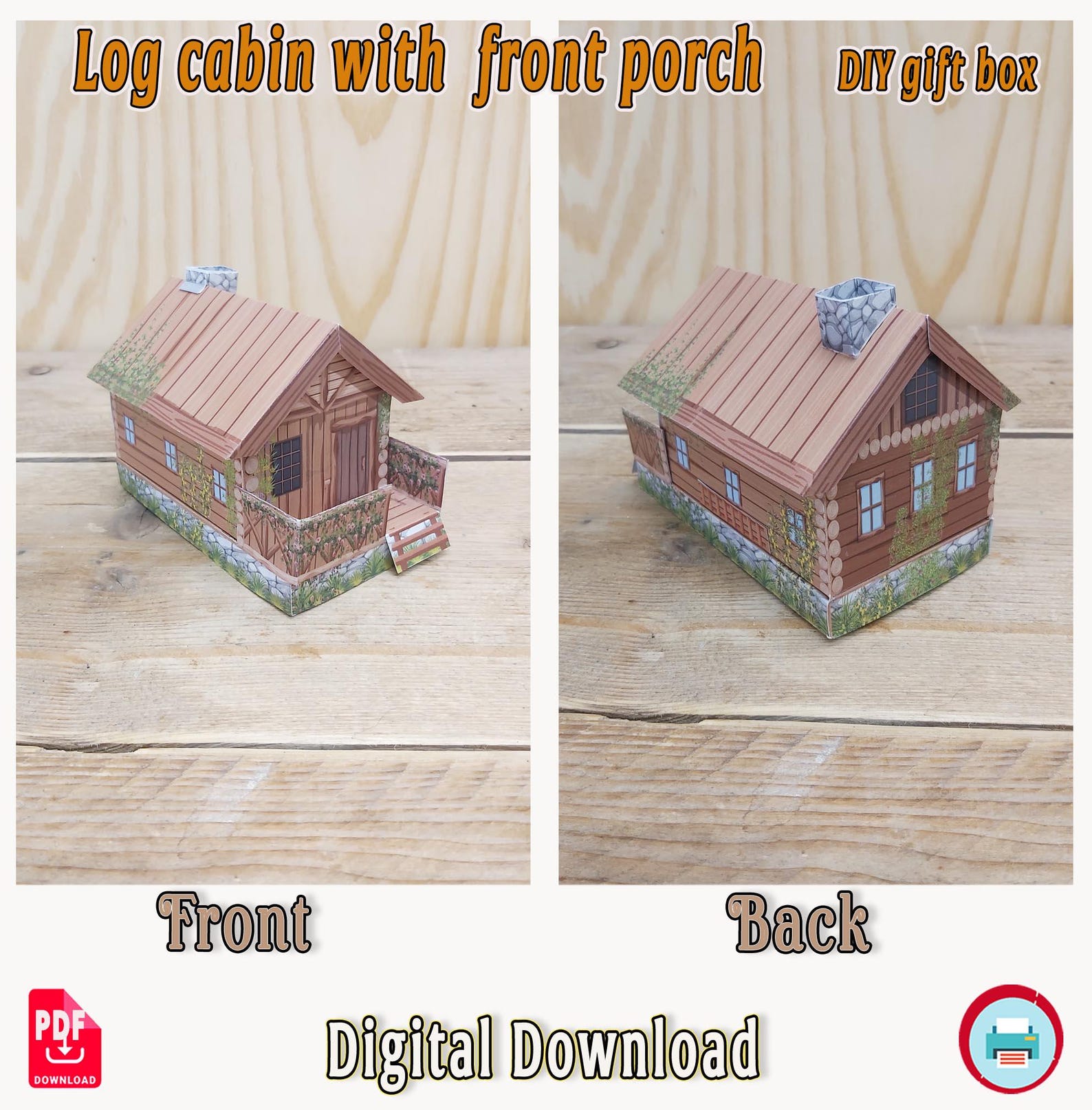 DIY Paper Log Cabin Gift Box: Printable Timber Lodge (digital Download ...