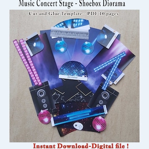 Music Concert Stage Shoebox Diorama, Create Your Own Theater, Cut and ...