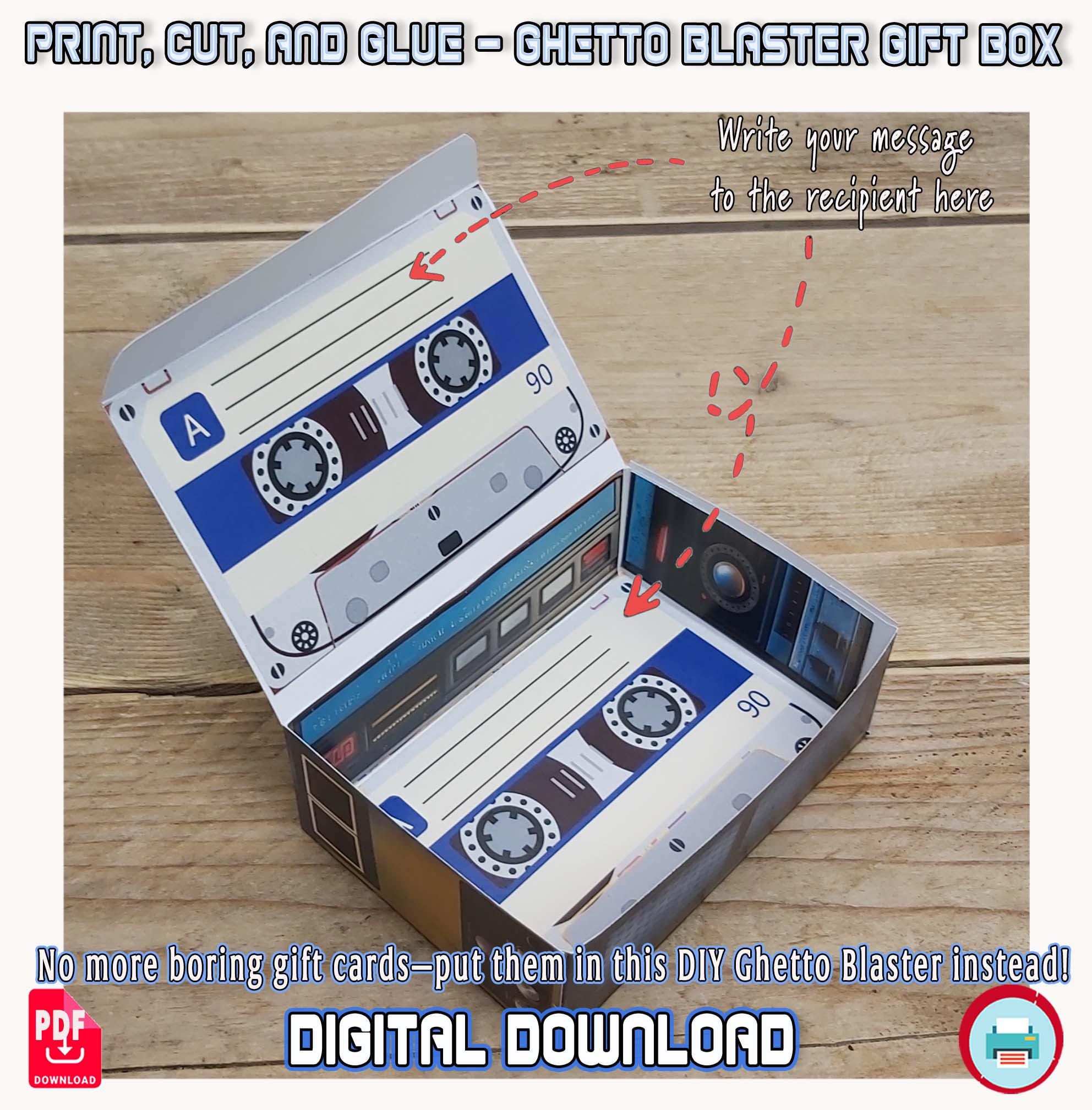 Retro Boombox Gift Box – Printable DIY Papercraft (digital Download) - Etsy