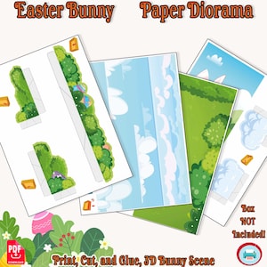 Easter Bunny Diorama | Easter Paper Craft | Bunny Shadow Box | Paper ...