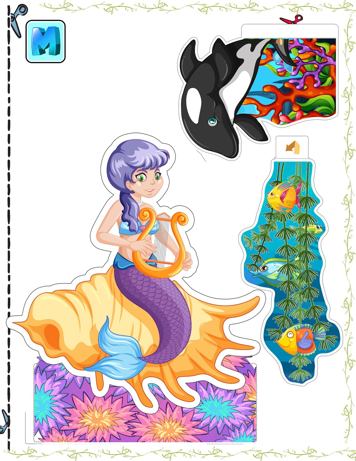 Mermaid Printable Cutout Paper Craft Activity Ocean Habitat - Etsy