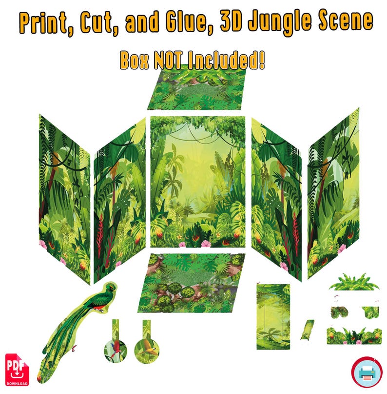 Quetzal Bird Diorama Papercraft – Tropical Rainforest Bird Craft ...