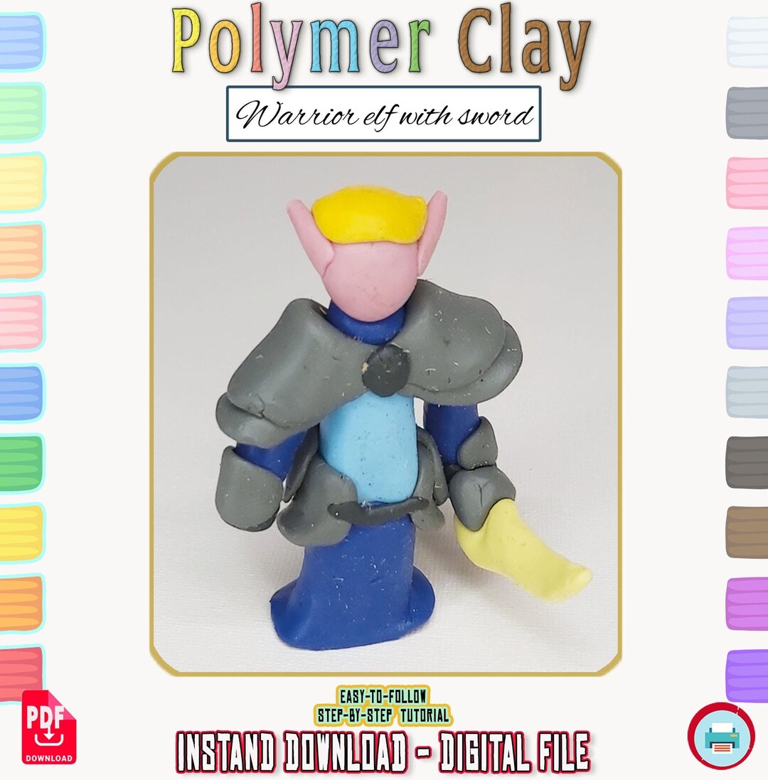 Warrior Elf With Sword, Polymer Clay Elf, Polymer Clay Fairy, Air Dry ...