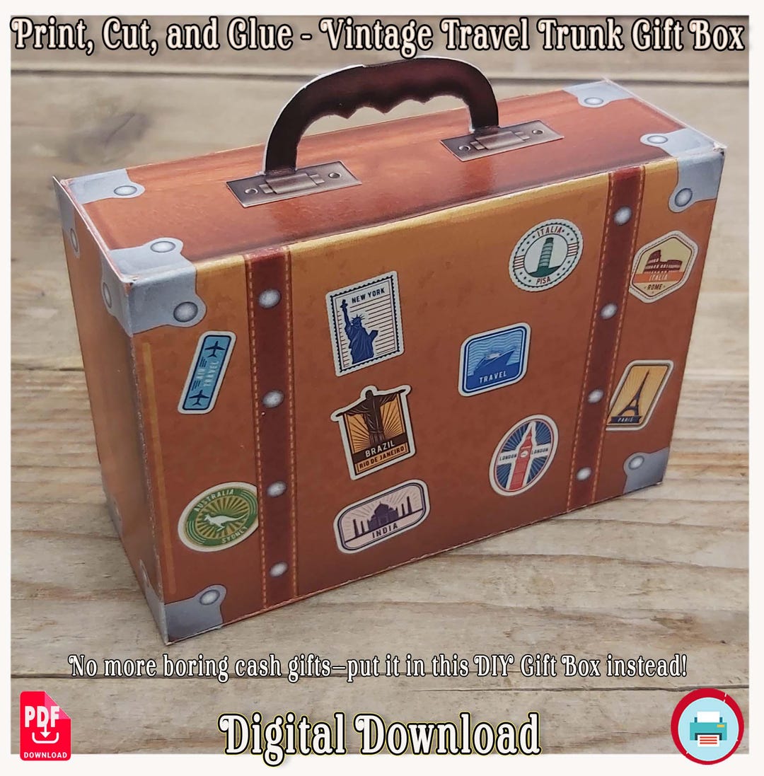 DIY Paper Suitcase Gift Box: Vintage Travel Theme (digital Download) - Etsy