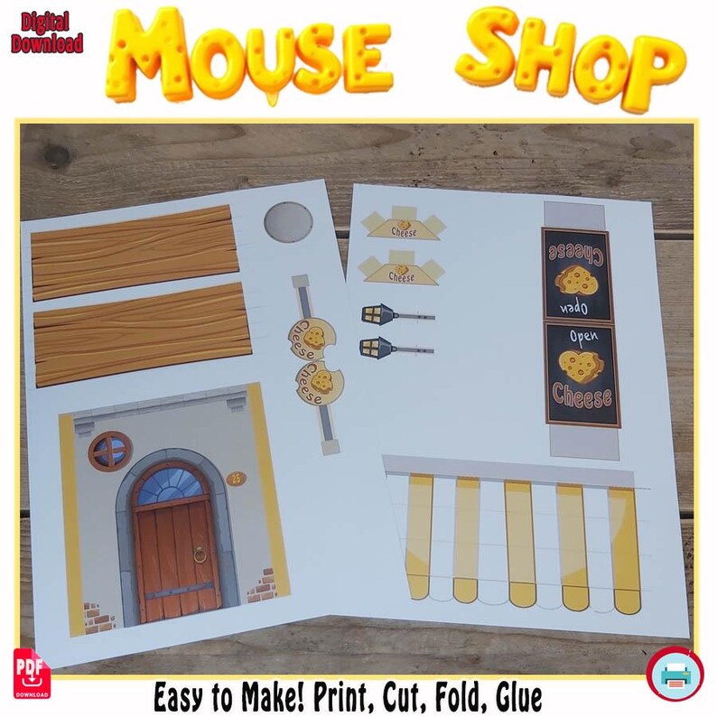 Cozy Mouse Cheese Shop – Mini Book Nook Shelf Decor (printable ...