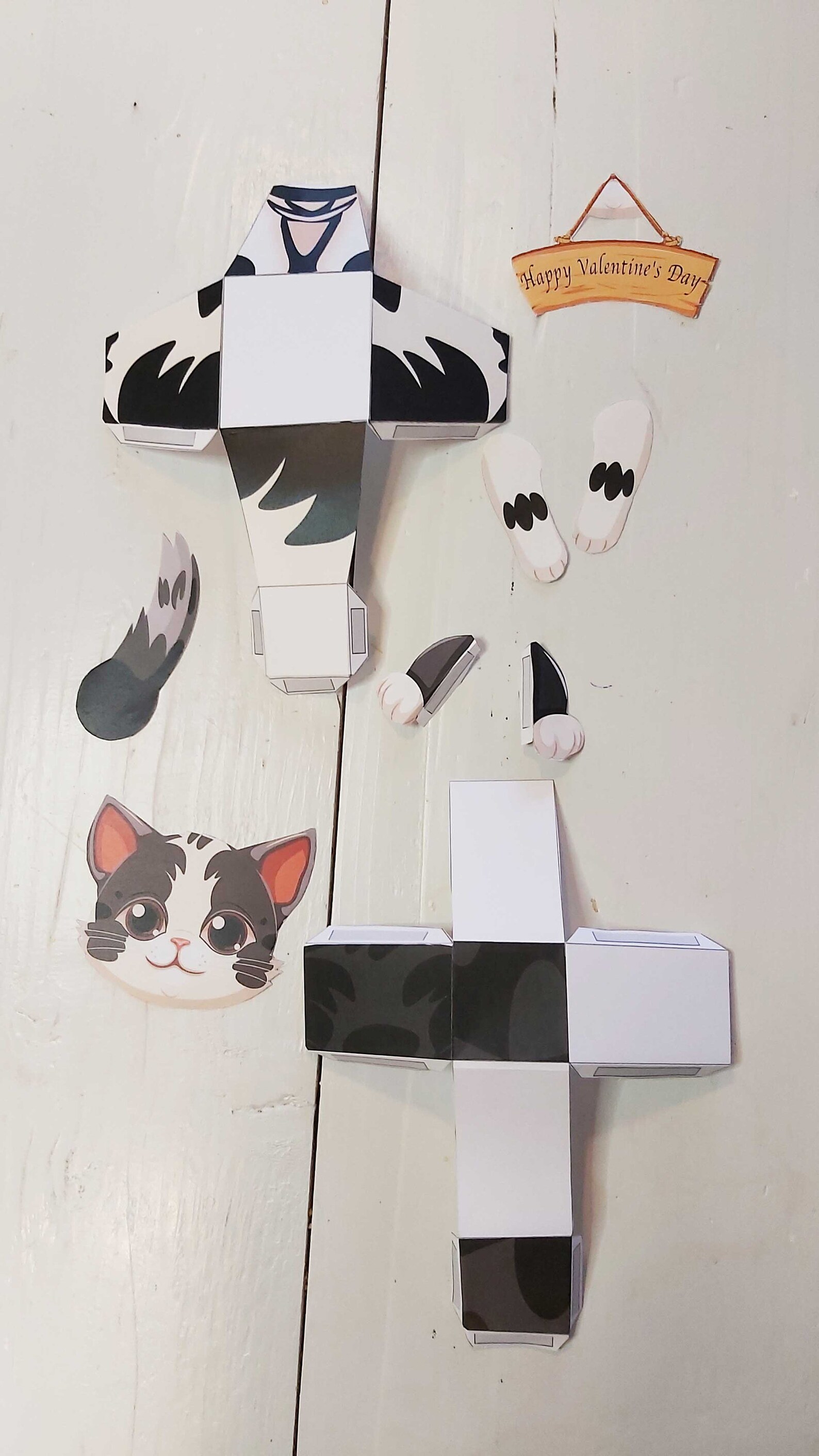 Papercraft Valentine's Day Cat Template, Kitten Craft 3D Model ...