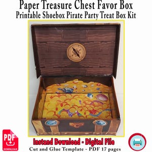 Pirate Treasure Chest Favor Box Template: DIY Party Treat (digital ...