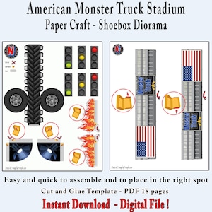 Monster Truck Stadium Paper Craft Diorama (digital Download) - Etsy