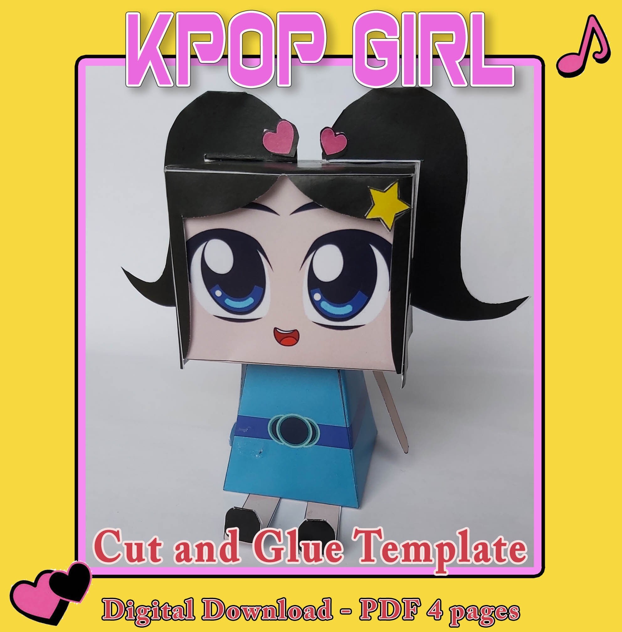 Papercraft Kpop Girl Template: Dress-up Anime Doll (PDF) - Etsy