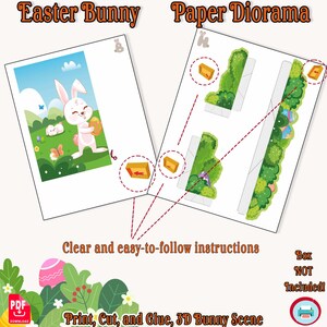 Easter Bunny Diorama | Easter Paper Craft | Bunny Shadow Box | Paper ...