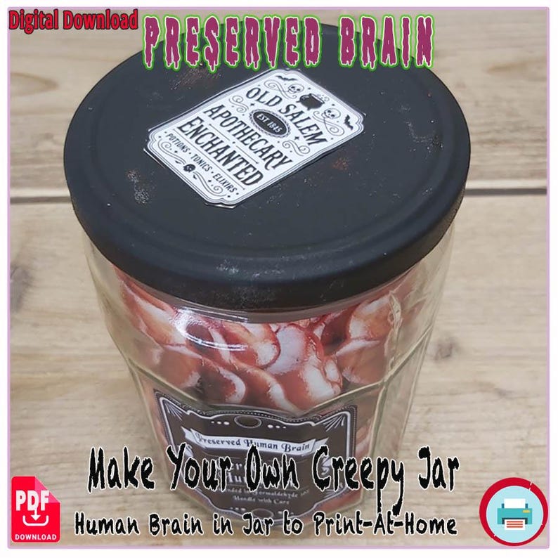 Brains in Jar Printable – Preserved Human Brains, Wet Specimen Oddities ...