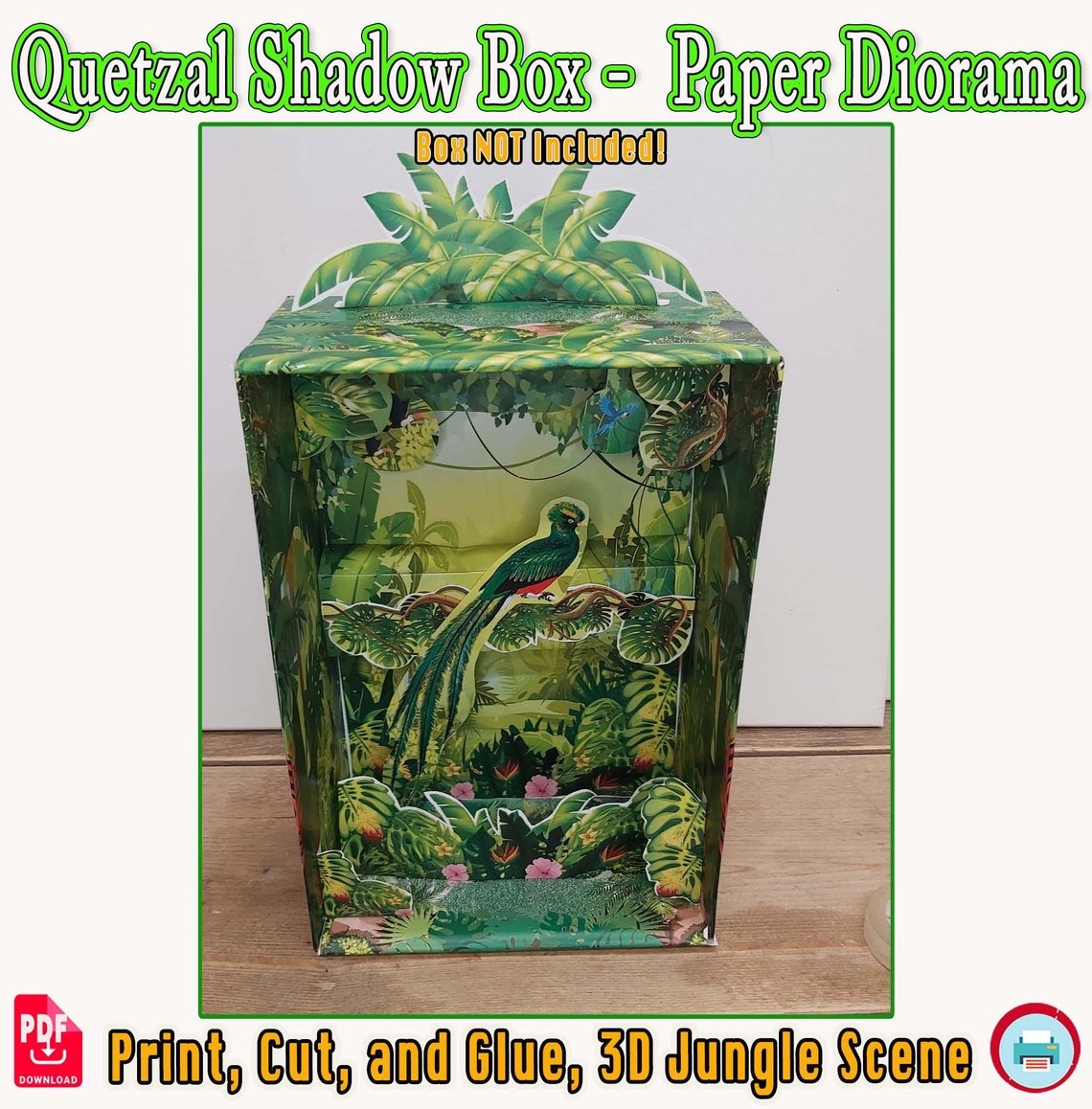 Quetzal Bird Diorama Papercraft – Tropical Rainforest Bird Craft ...