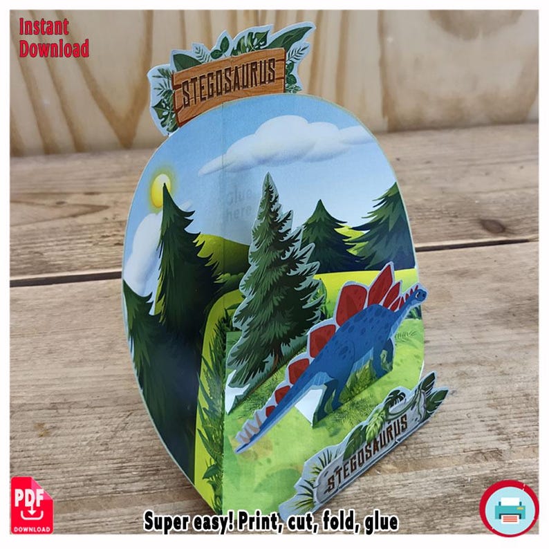 Stegosaurus Paper Diorama – 3D Dinosaur Craft Project (digital Download ...