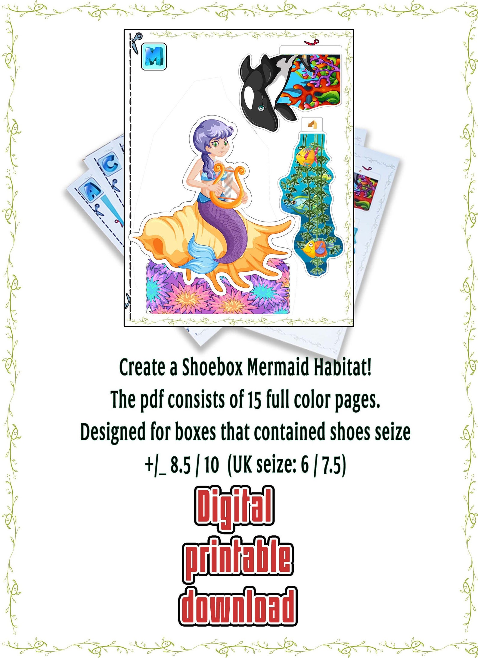 Mermaid Diorama, Printable Paper Craft Activity, Create a Ocean Habitat ...