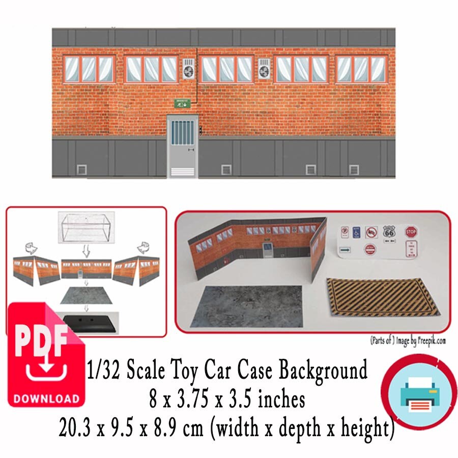 1/32 Scale Car Garage Diorama: Papercraft Display Backdrop (digital ...