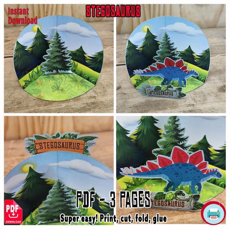 Stegosaurus Paper Diorama – 3D Dinosaur Craft Project (digital Download ...