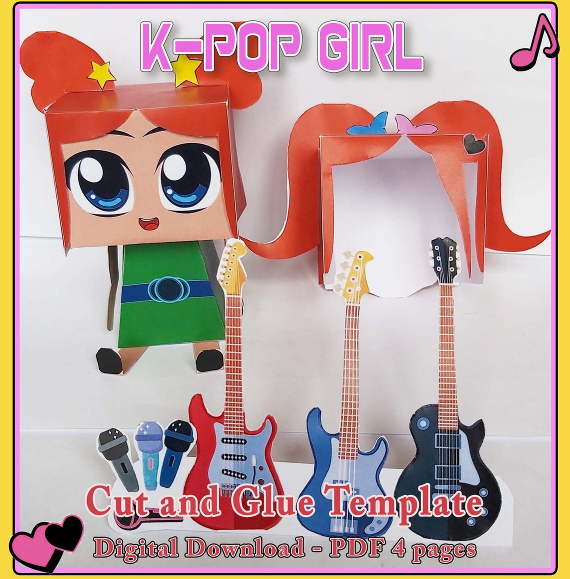 K-pop Girl Papercraft Template: Dress-up Manga Doll (PDF Download ...