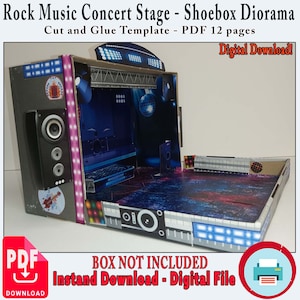 Rock Music Concert Stage Shoebox Diorama, Create Your Own Theater, Cut ...