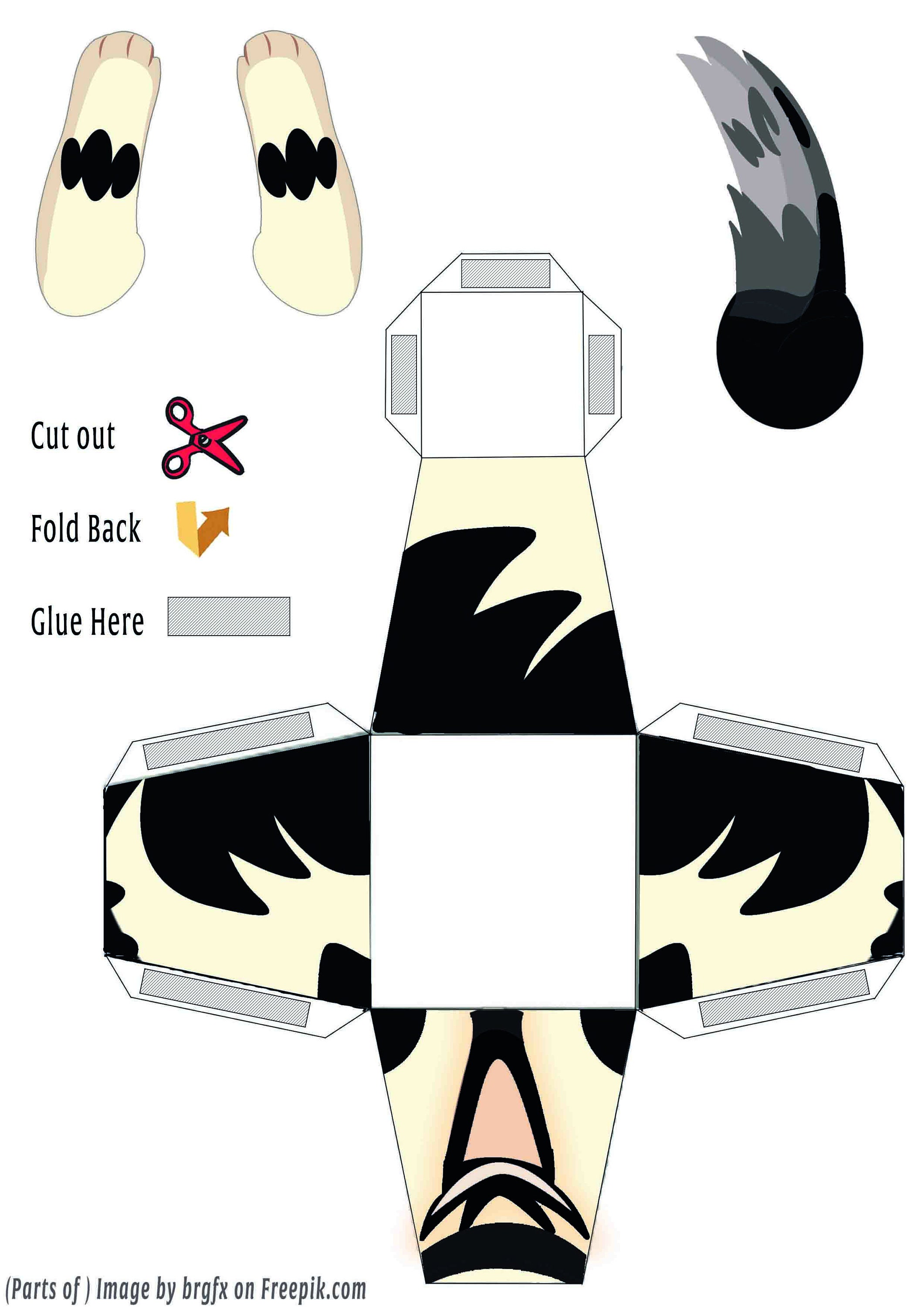 Papercraft Valentine's Day Cat Template, Kitten Craft 3D Model ...