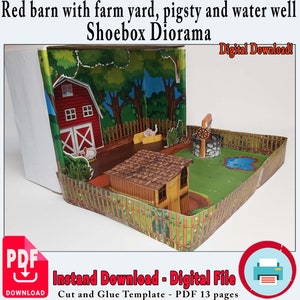 Farmyard Shoebox Diorama, Red Barn Craft Project (printable PDF) - Etsy